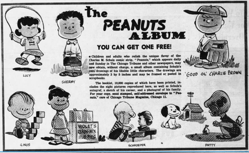 Original Art to Rare 1953 Peanuts Promotional Item – The Daily Cartoonist