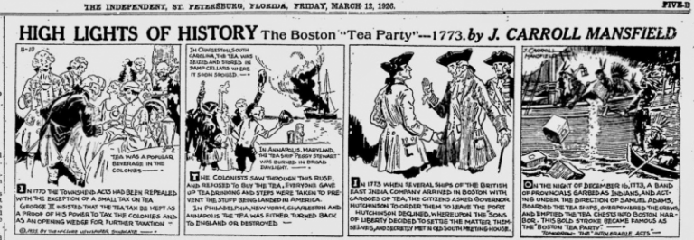 Boston Tea Party Sestercentennial Comics – The Daily Cartoonist