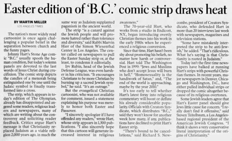 25 Years Ago: The B.C. Easter Controversy – The Daily Cartoonist